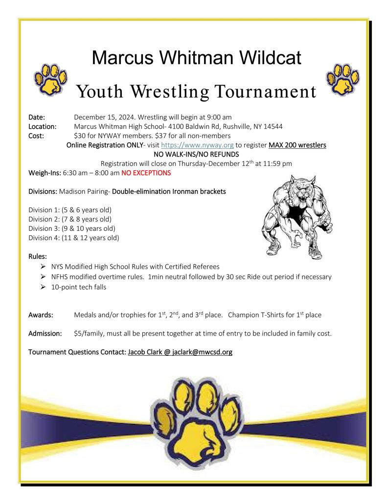 Marcus Whitman Wildcats Youth Wrestling Tournament