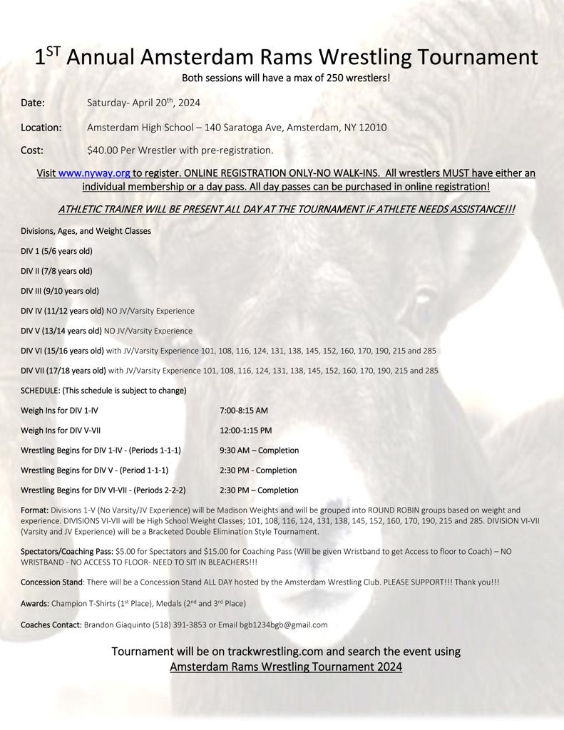 1st Annual Amsterdam Rams Wrestling Tournament