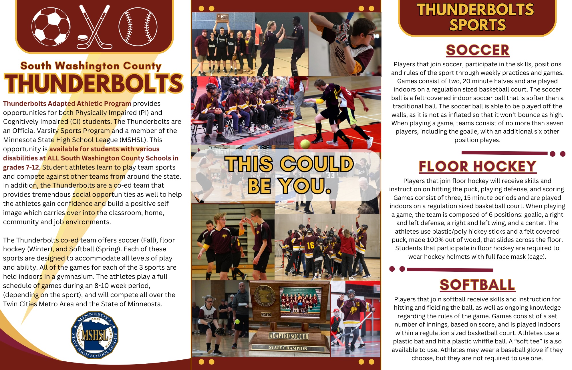 Thunderbolts Adapted Floor Hockey