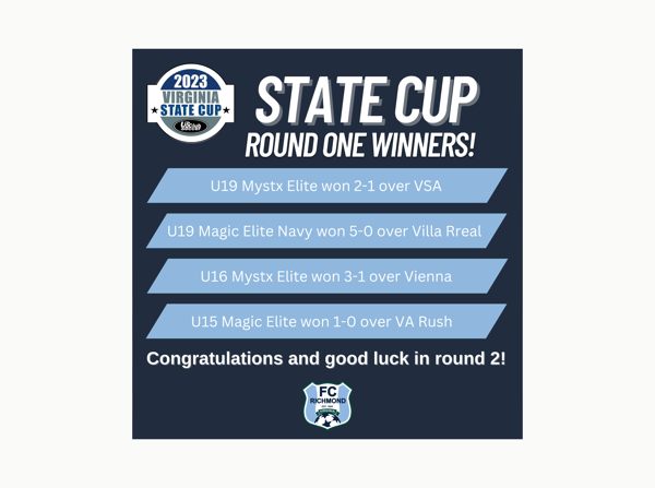 ROUND ONE STATE CUP WINNERS