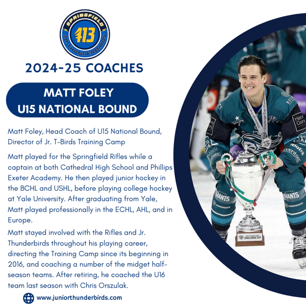 Matt Foley, Director of Jr. Tbirds training camp to coach U15 National ...