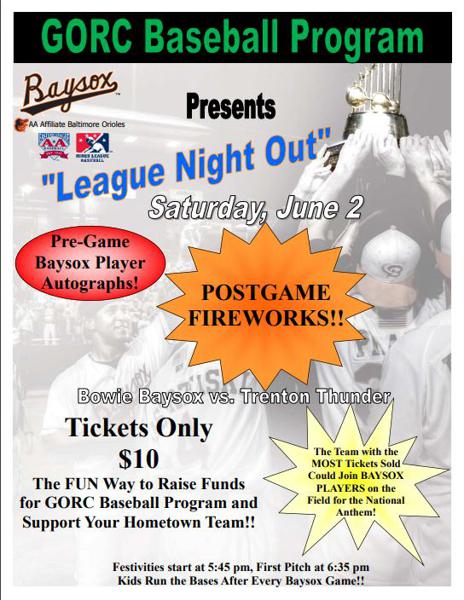 GORC Baseball League Night Out!