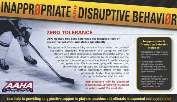 Zero Tolerance Policy - Inappropriate and Disruptive Behavior
