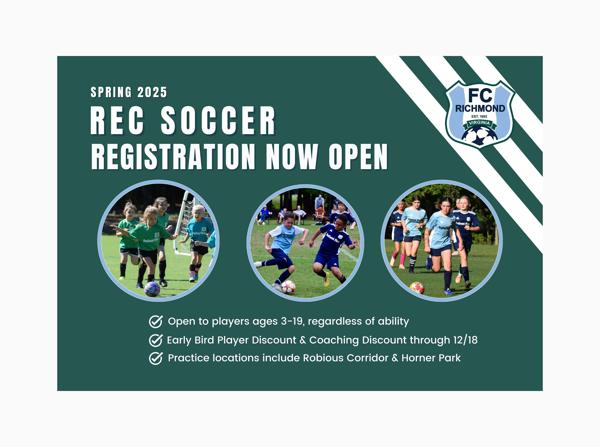 Spring 2025 Rec Soccer Registration is Open