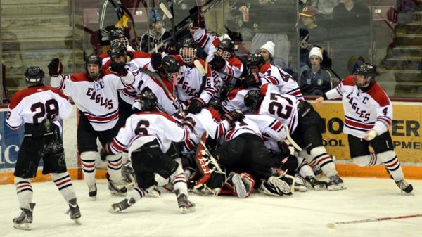 Eagles work overtime for section hockey title