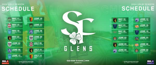 SF GLENS ANNOUNCE 2024 USL LEAGUE TWO, W LEAGUE SCHEDULES