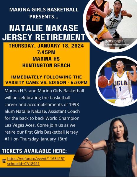 Natalie Nakase Jersey Retirement 1/18 @Marina HS