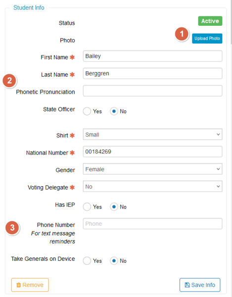 STUDENT REGISTRATION INFORMATION