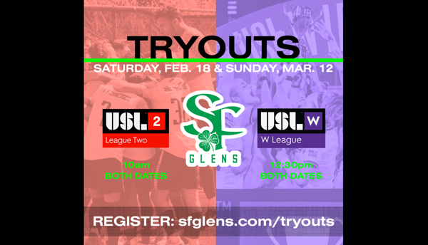 SF Glens announce tryout dates for USL2, W League
