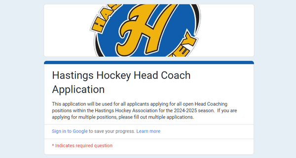 Travel Team Coach Application form