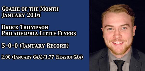 Thompson Claims EHL Goaltender of the Month Honors