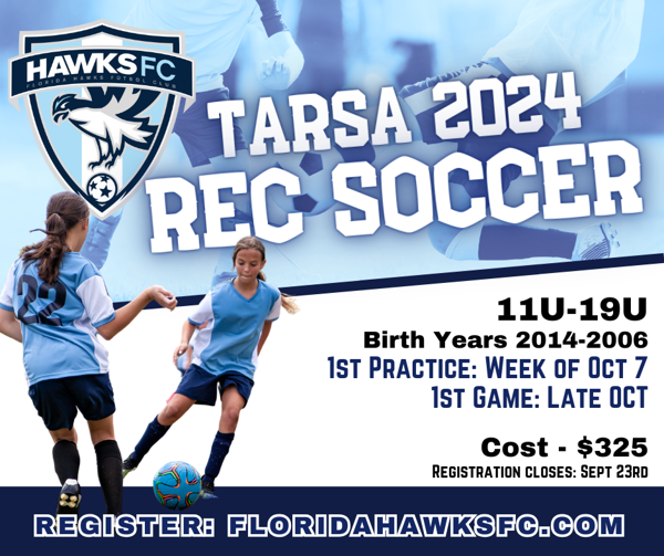 FALL 2024 11U-19U TARSA REC REGISTRATION