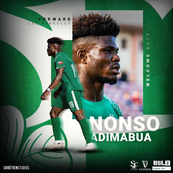 Cal forward Nonso Adimabua re-signs with SF Glens for 2024 USL League Two season