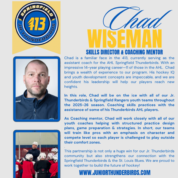 Jr. Tbirds announce Chad Wiseman as Skills Director & Coaching Mentor ...