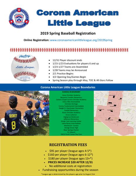 2019 Spring Baseball Registration is OPEN!!!