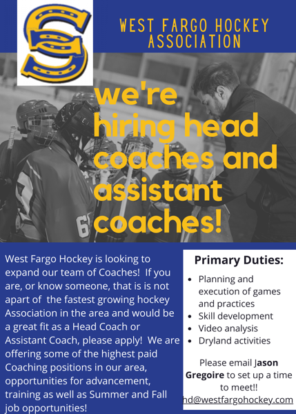 Now Hiring Head and Assistant Coaches for the 2021-2022 Season!
