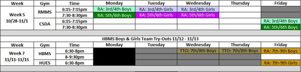 2024-2025 Rec Assessment Schedule