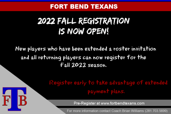 Fall Registration is Open
