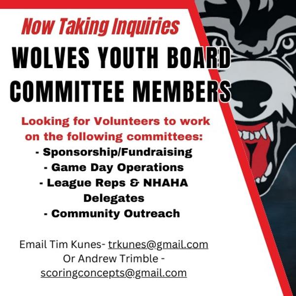Wolves Youth Looking for Volunteers for Committees