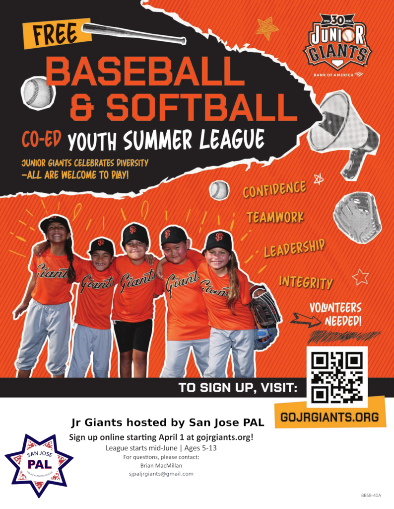 SJ PAL Jr. Giants Baseball / Softball