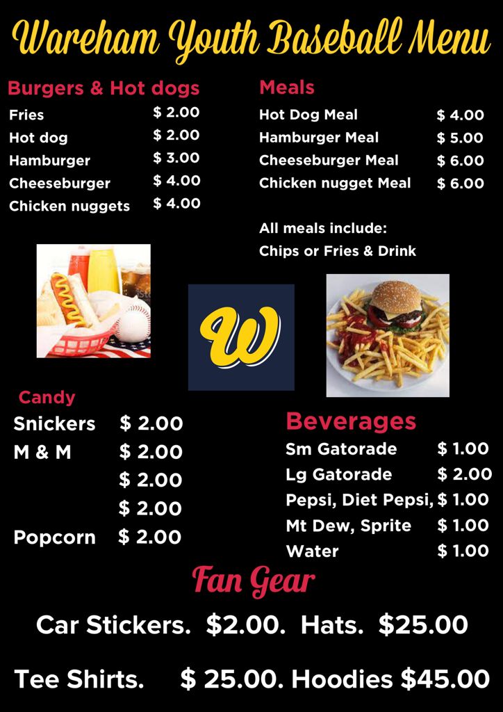 Snack Shack Menu