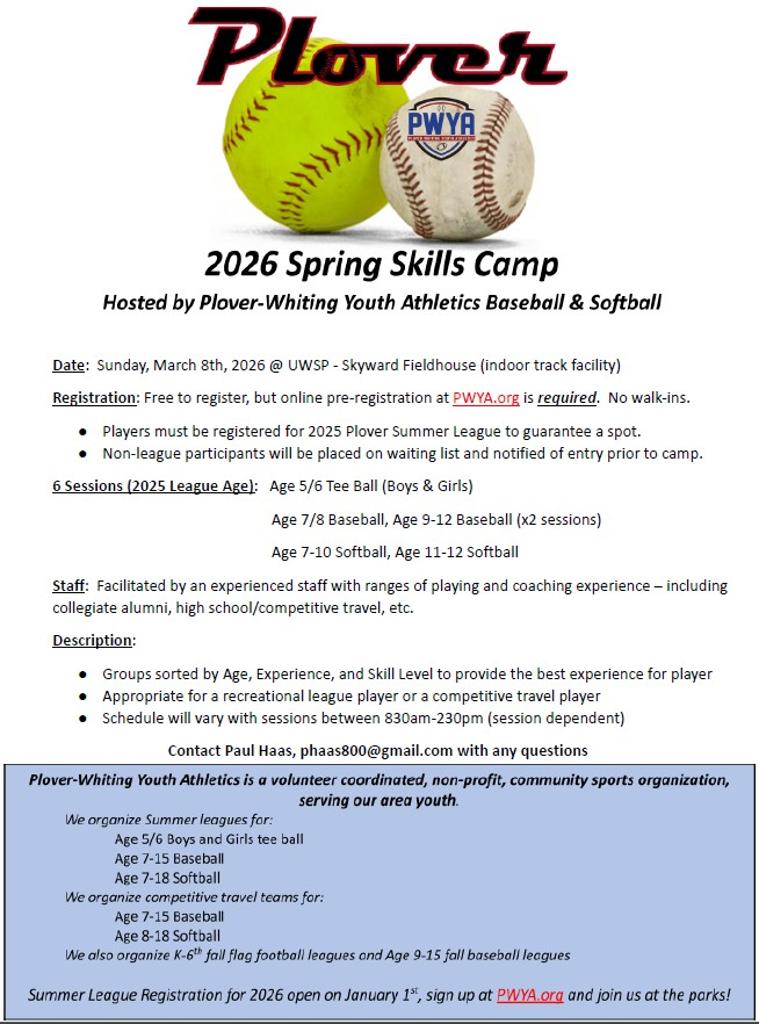 Plover Spring Skills Camp