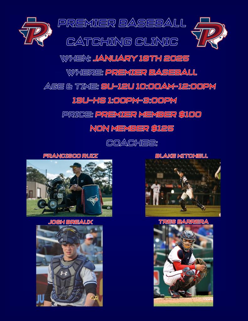 Welcome | 2025 Catcher Clinic | Premier Baseball of Texas Sports Complex