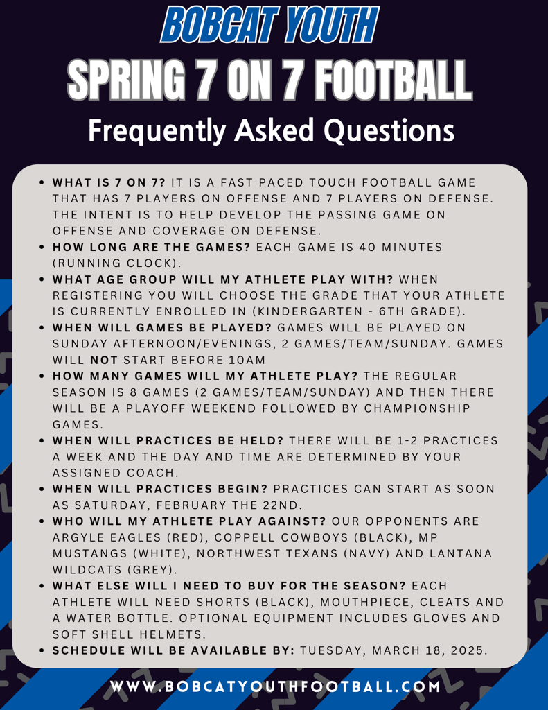 Welcome | 2025 BYFO 7 on 7 Football Season | Bobcat Youth Football Organization