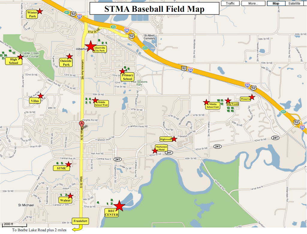 Baseball Fields Map
