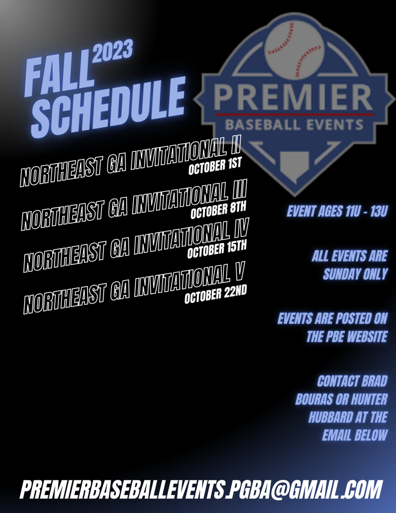 Welcome | 2023-FALL-PBE-11U-18U-Tournaments-Registration | Premier Baseball Events