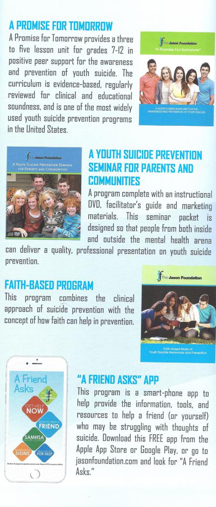 Jason Foundation: Suicide Prevention Materials