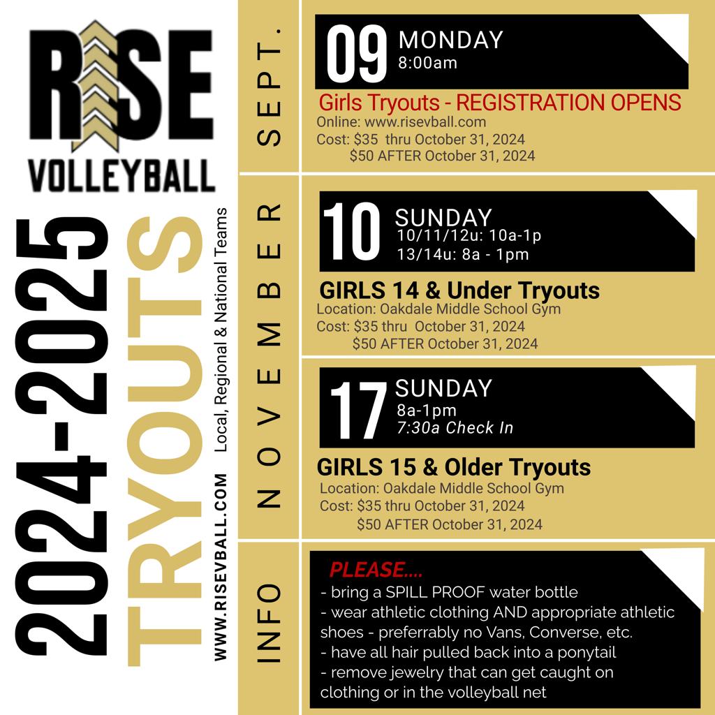 Welcome | GIRLS 2024-2025 Indoor Club Volleyball Tryouts | RISE Volleyball Club