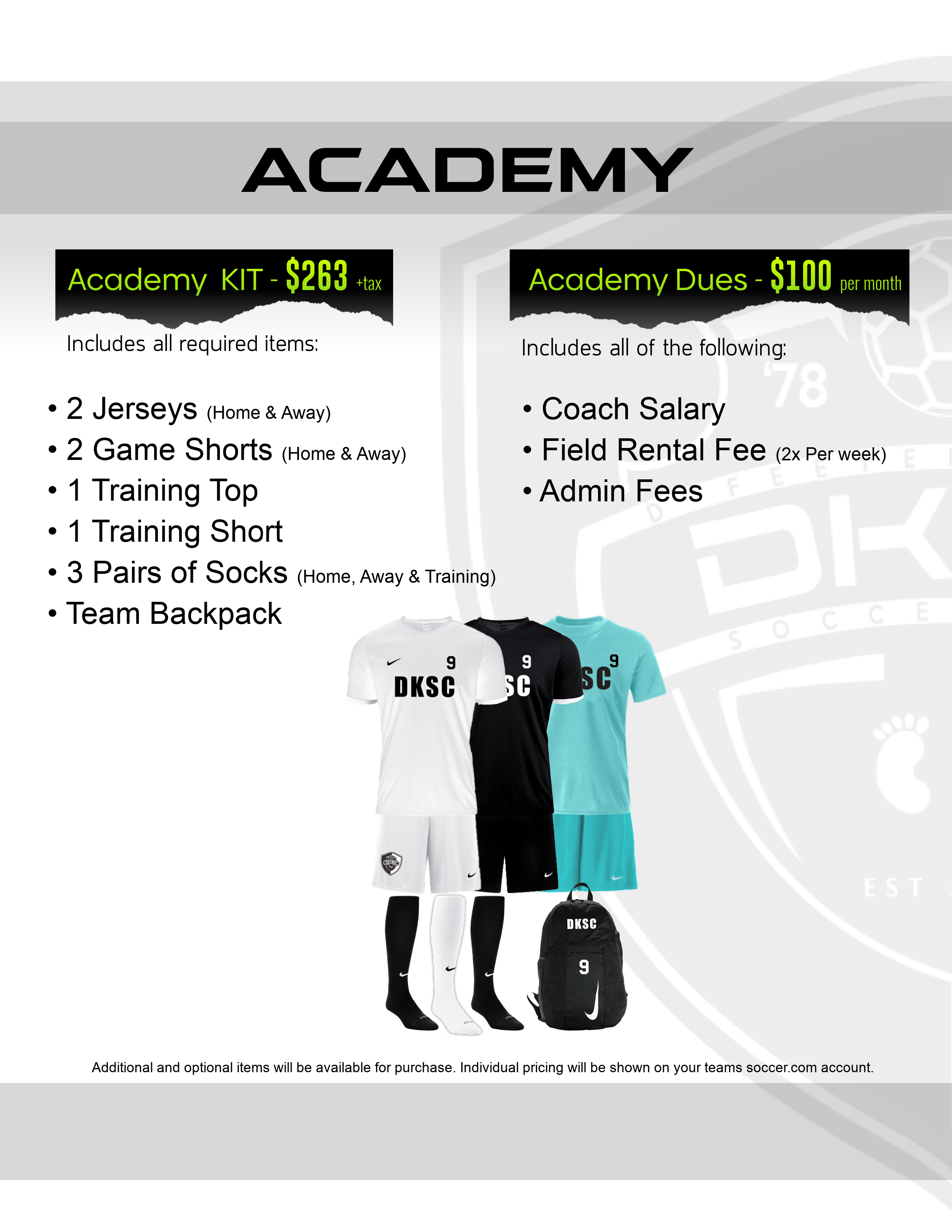 DKSC Kits & Club Dues