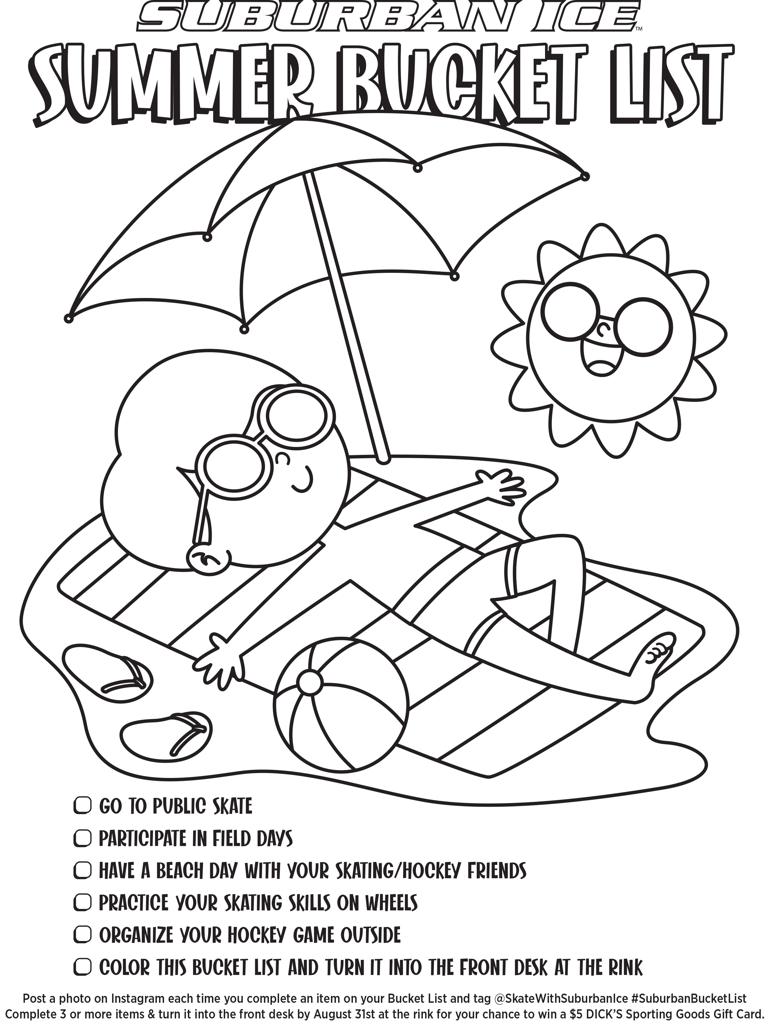 Summer Bucket List Coloring Page Sketch Coloring Page
