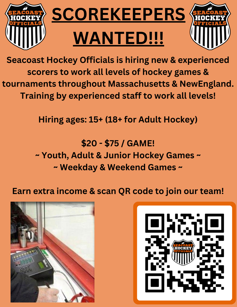 Become a Referee or Scorekeeper for Seacoast Hockey Officials!