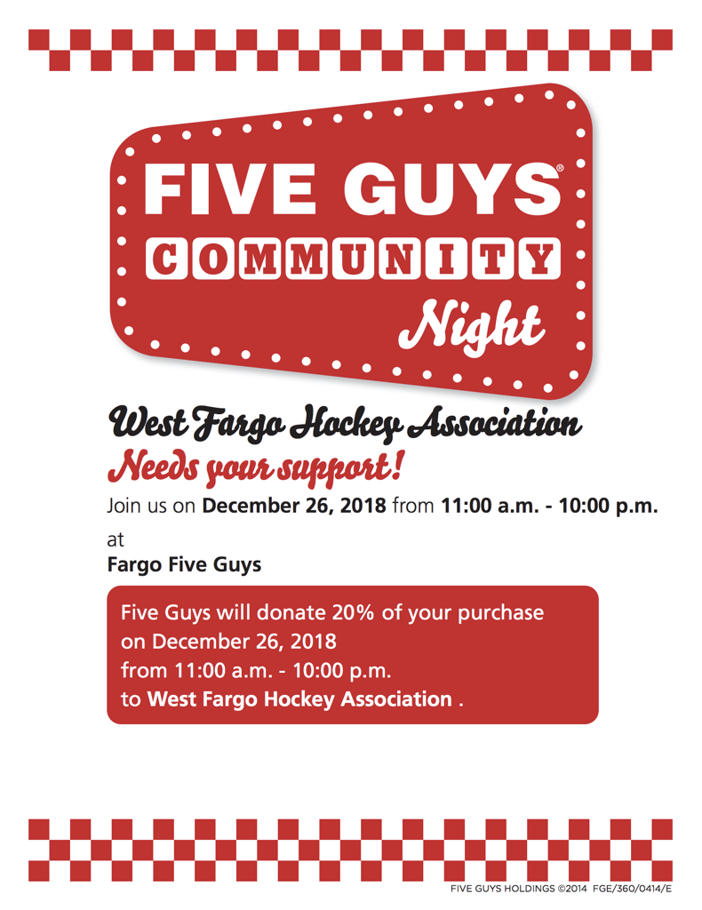 Five Guys Community Night for the WFHA - 12/26/18 - 20% of Purchases ...