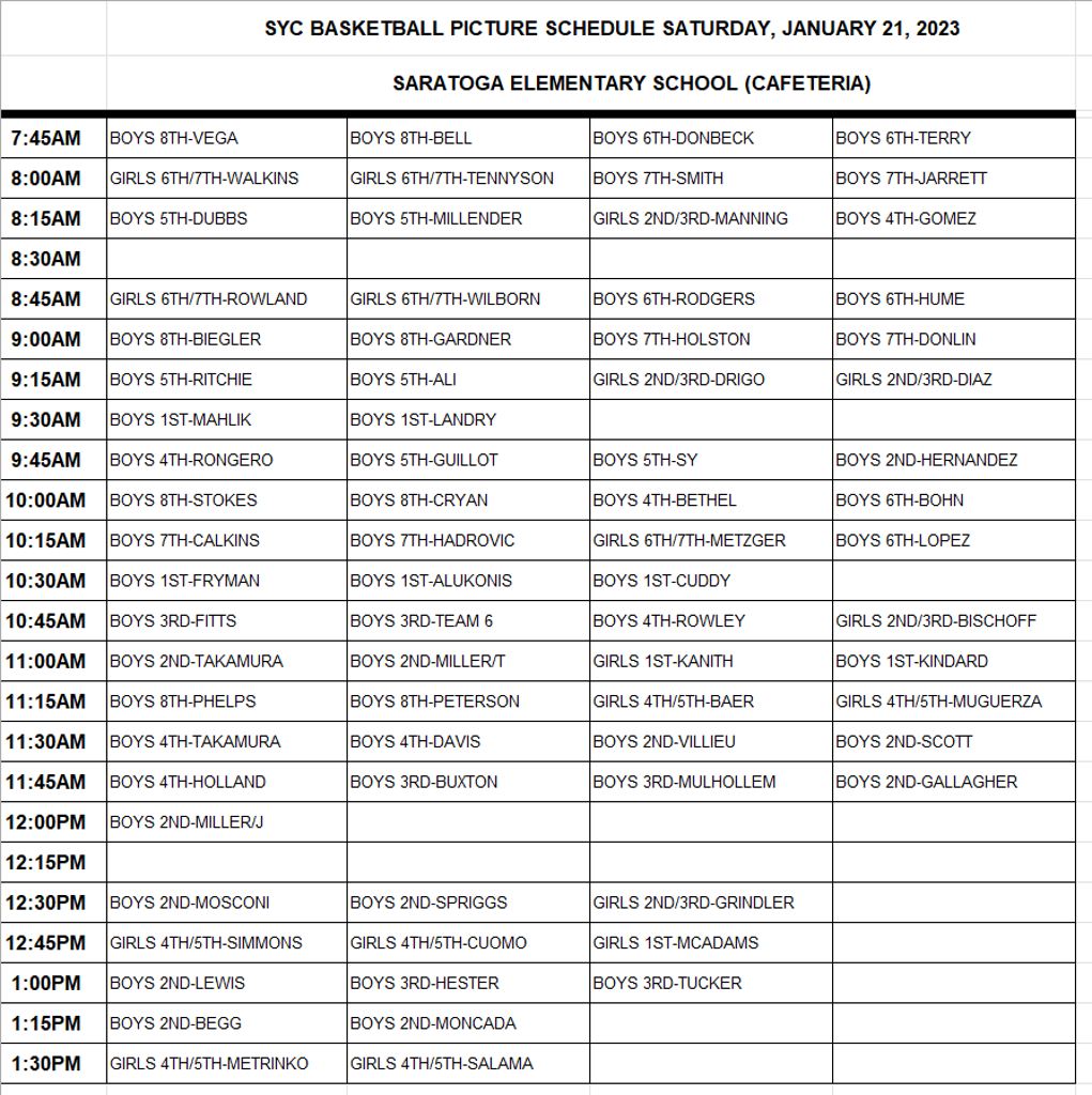 Winter Basketball Picture Day