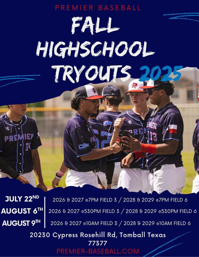 Welcome | 2025 Fall High School Tryouts | Premier Baseball of Texas ...