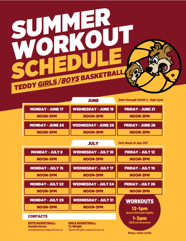 Teddy Basketball Summer Workout Schedule Announced