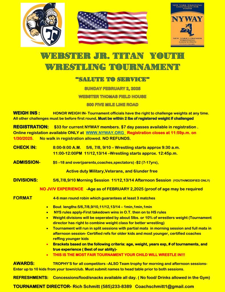 Webster Jr Titans Youth Wrestling Tournament "Salute to Service"