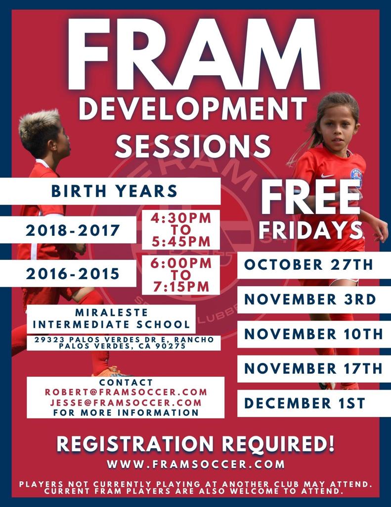 Welcome | FRAM Free Development Sessions | FRAM Soccer