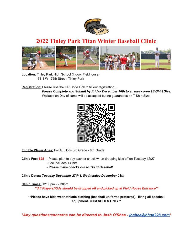 2022 Tinley Park Titan Winter Baseball Camp