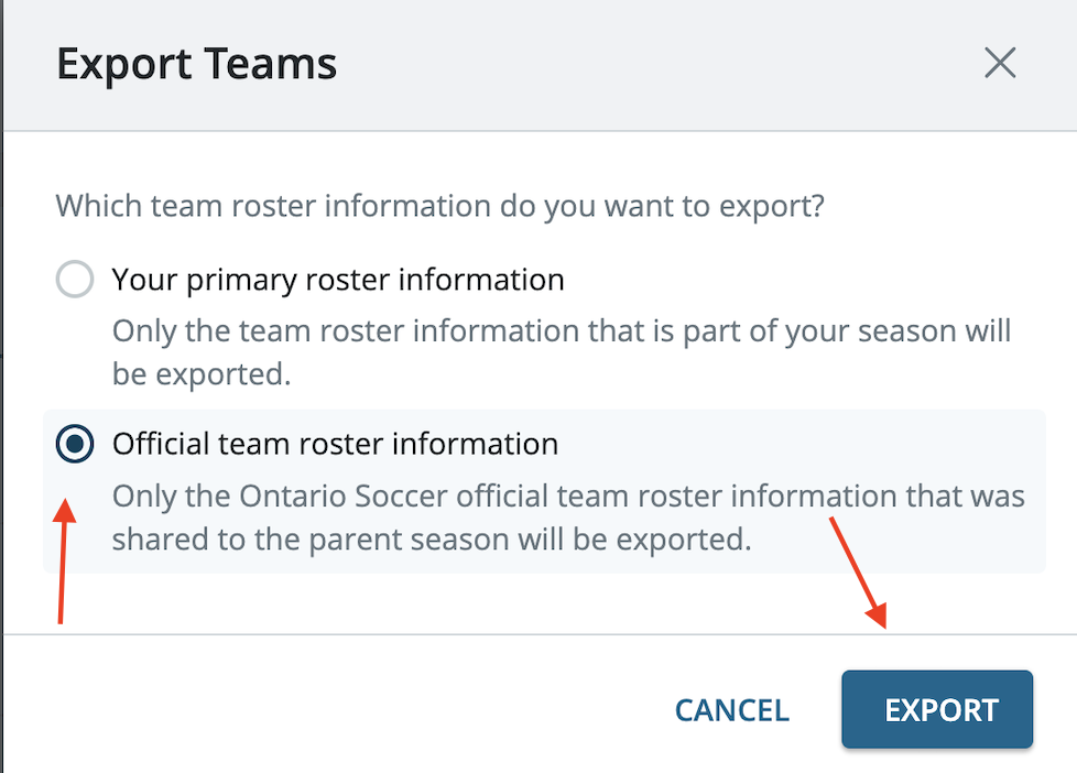 Guide to Export Teams