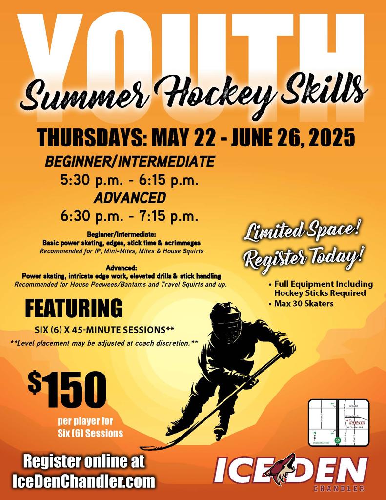 Welcome | 2025 Youth Summer Hockey Skills | Ice Den Chandler