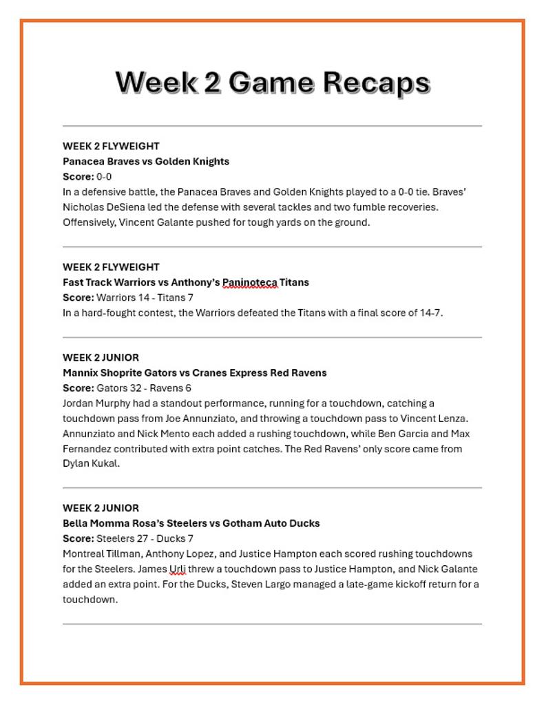 GAME RECAPS