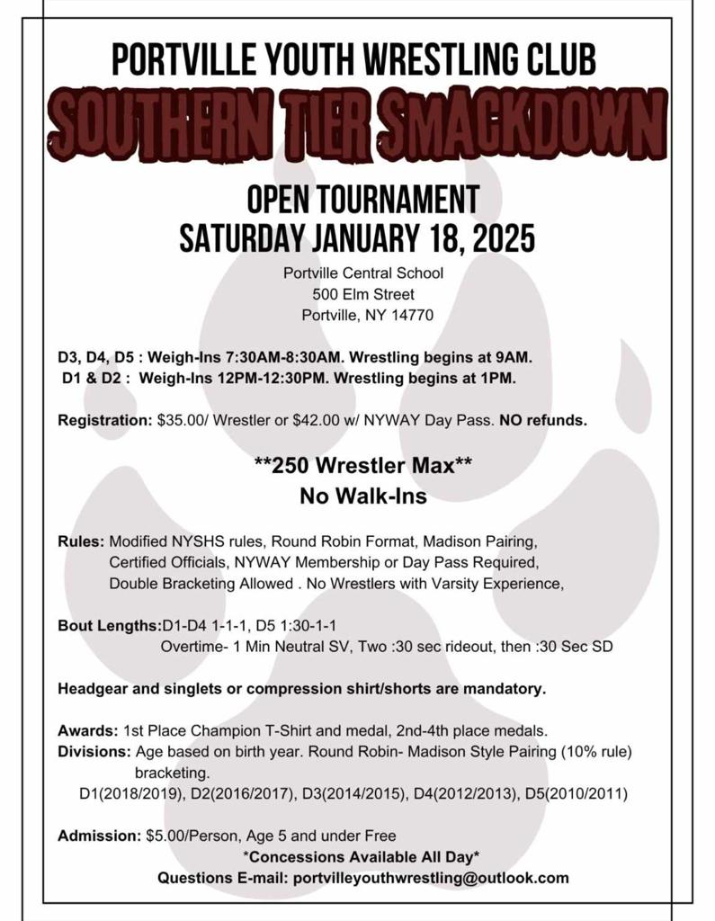 2025 Portville OPEN Southern Tier Smackdown