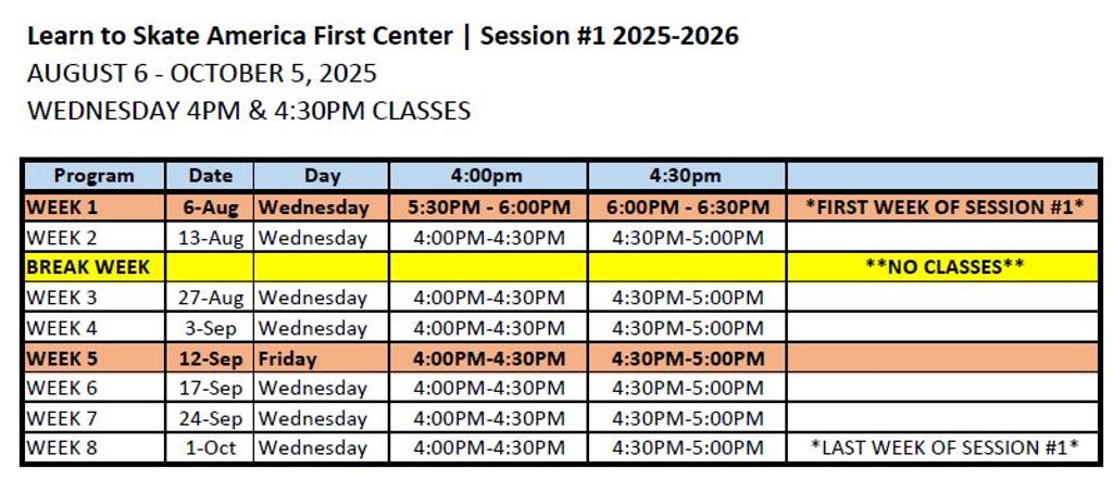 Welcome | 2025-26 LTS Session 1 - AFC NEW SKATERS | America First Center