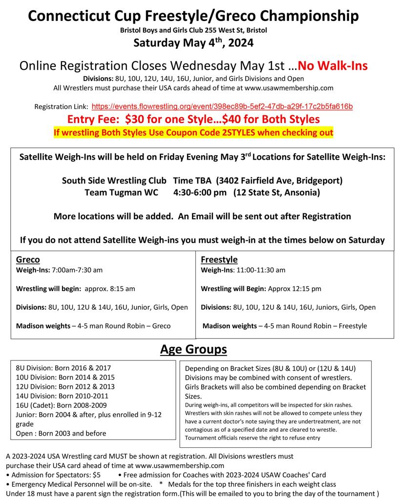 CT Cup Freestyle/Greco State Championships
