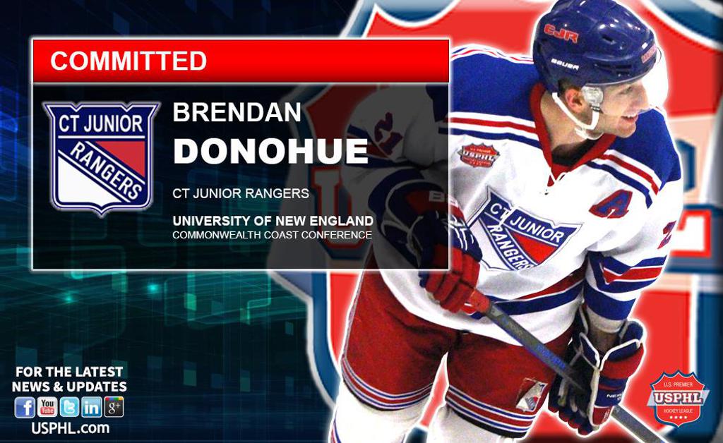 CT Jr. Rangers' Brendan Donohue Commits to the University of New England