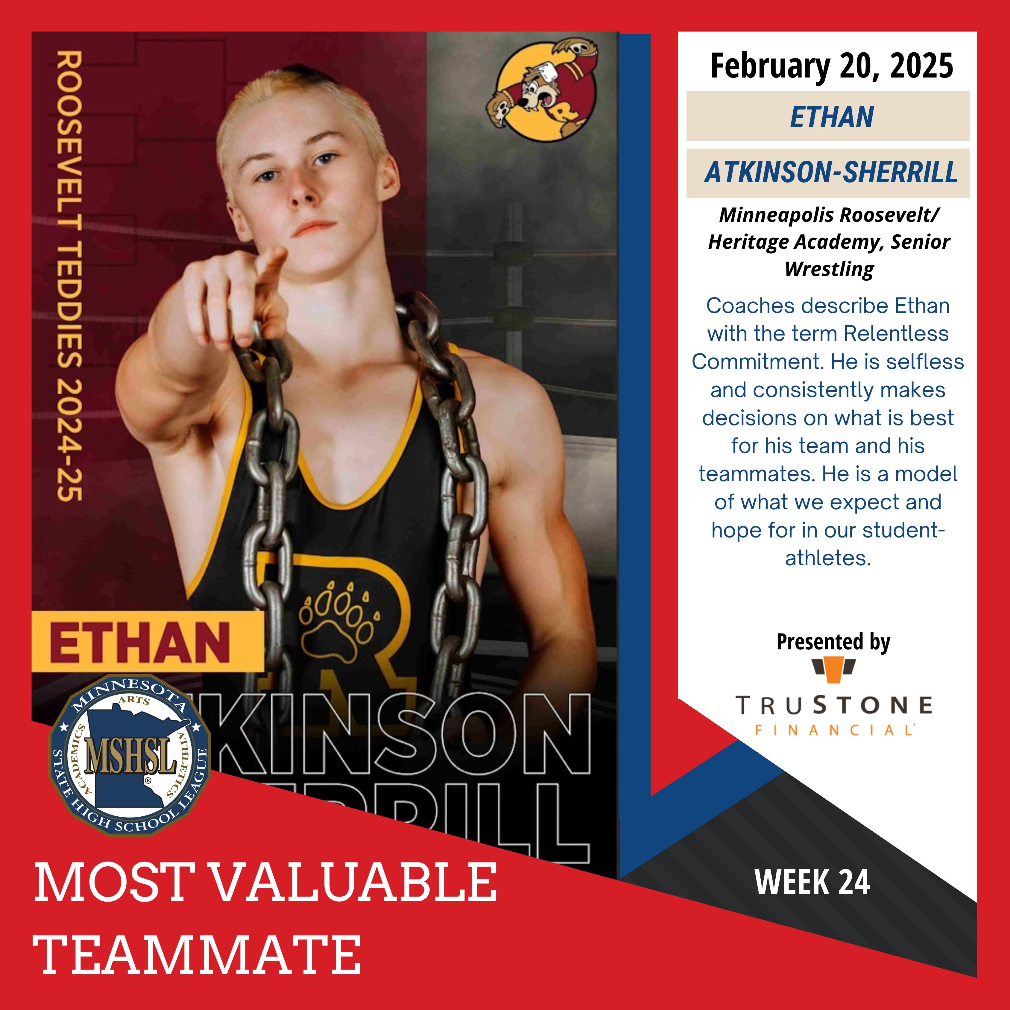MSHSL MVT Award Goes To Ethan Atkinson-Sherrill